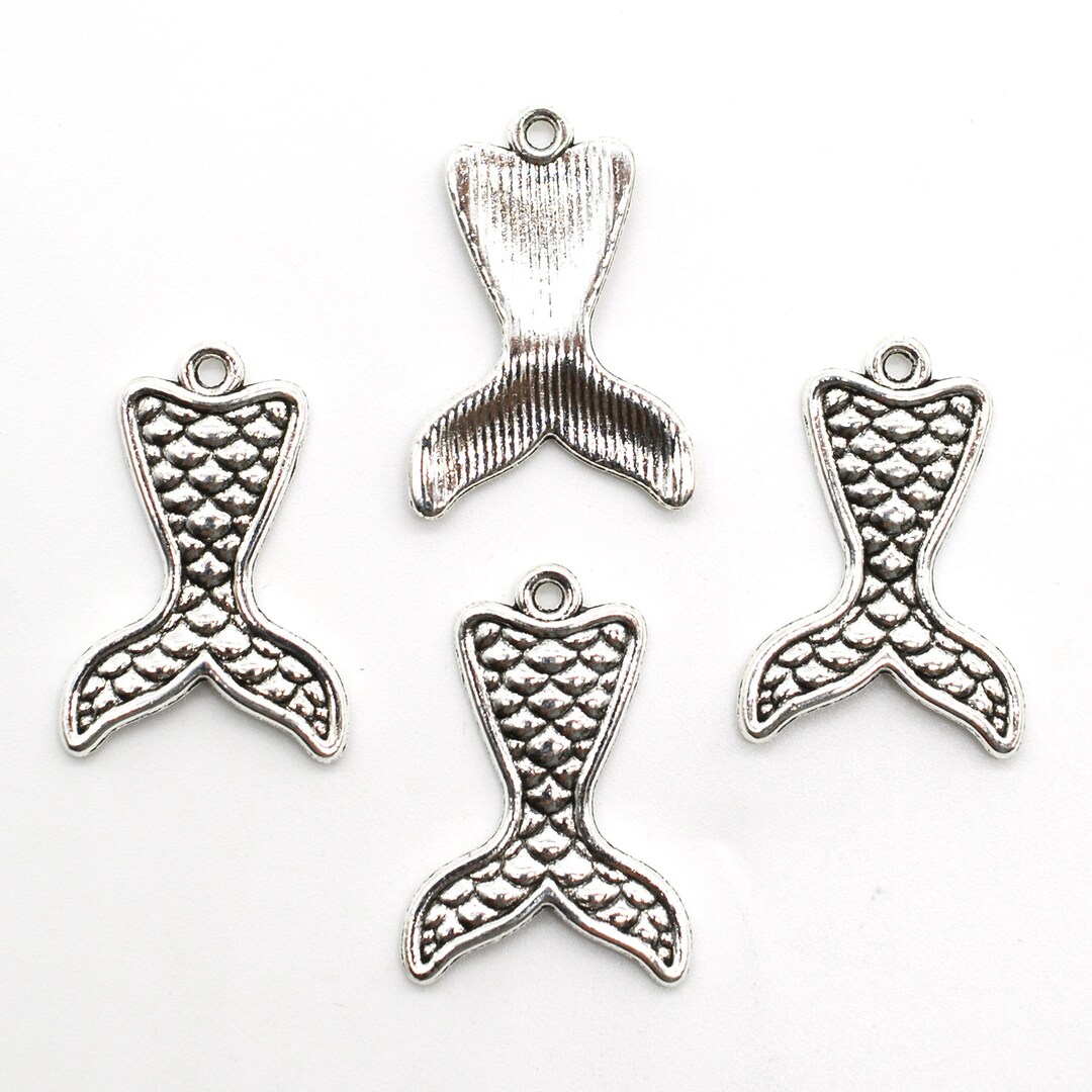 12 or 30PCS, Antique Silver Mermaid Tail Charm, Fish Tail Charm Pendant ...