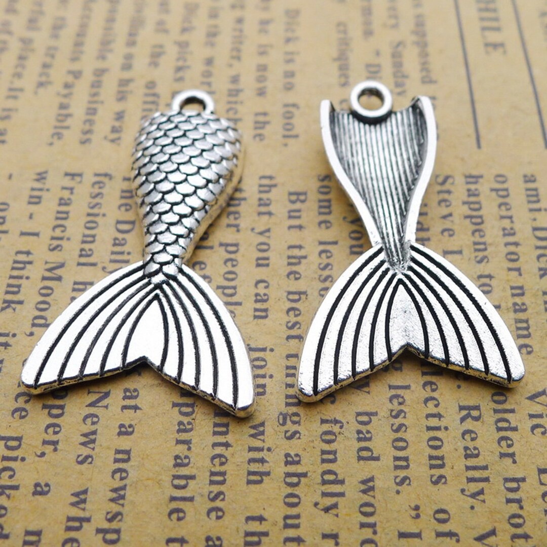 8 or 20PCS Antique Silver Tone Fish Tail Mermaid Tail Charm - Etsy