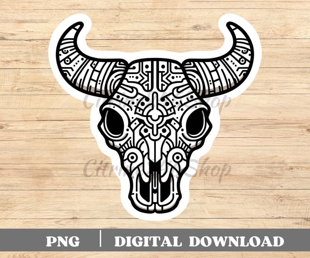 Aztec Cowhide Cow Print Bull Skull PNG, Western Design Png, Western Png ...