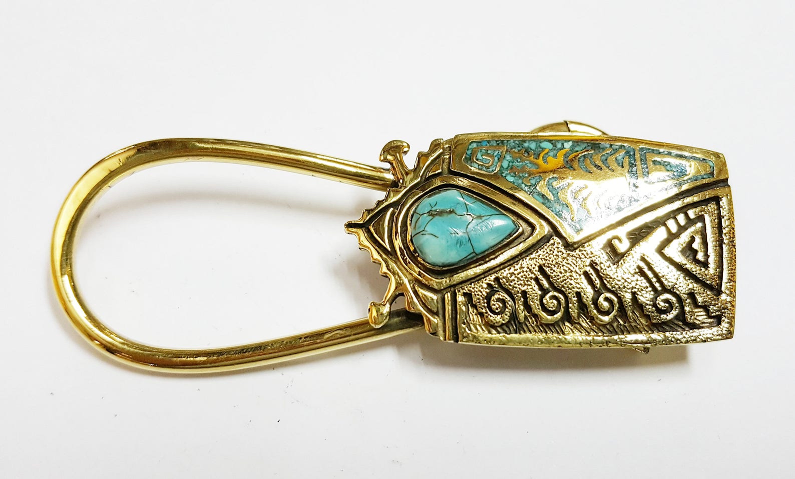 Turquoise keychain Solid Brass keychain turquoise key chain | Etsy