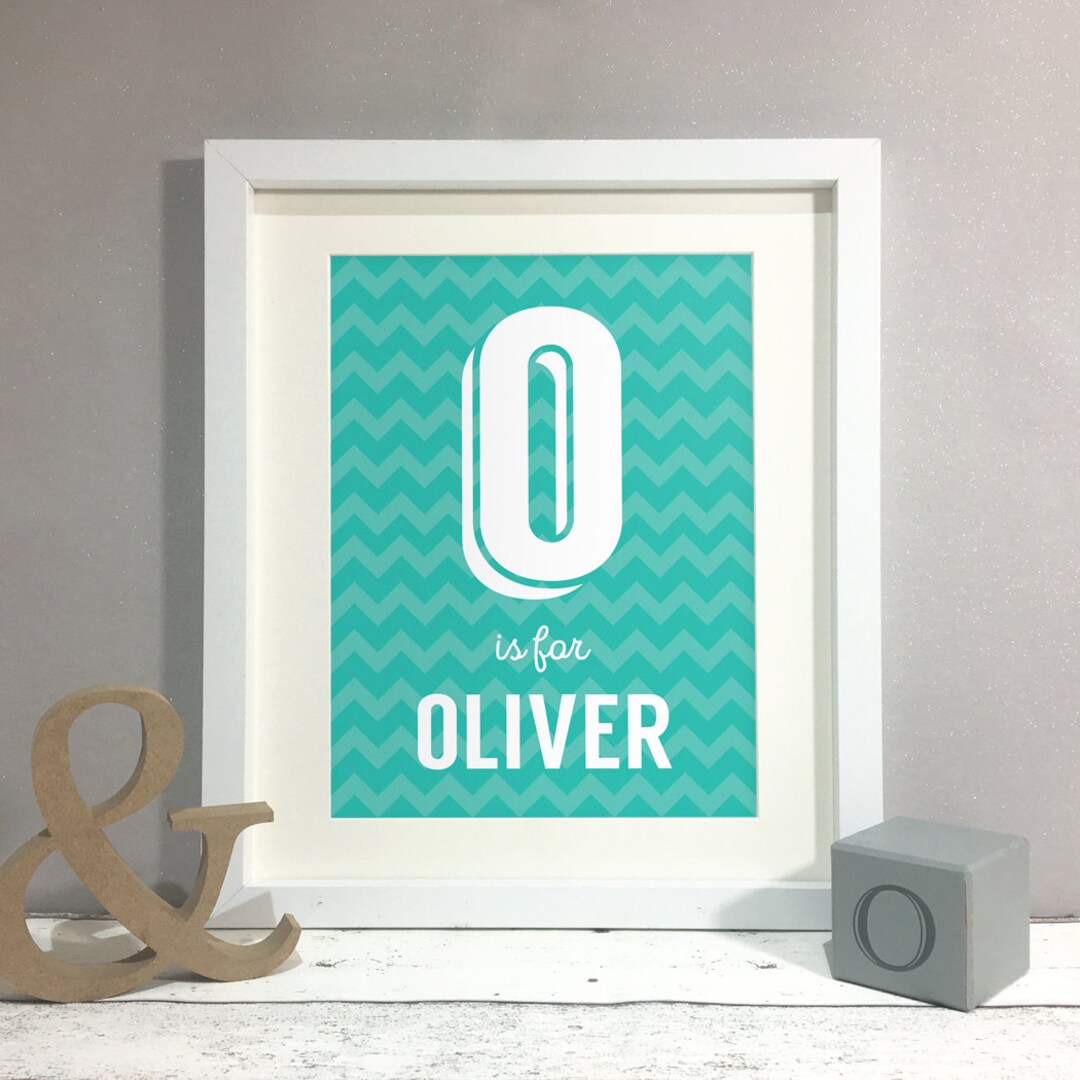 Chevron Letter Art Print, Initial Poster, Personalised Name Print, Kids ...