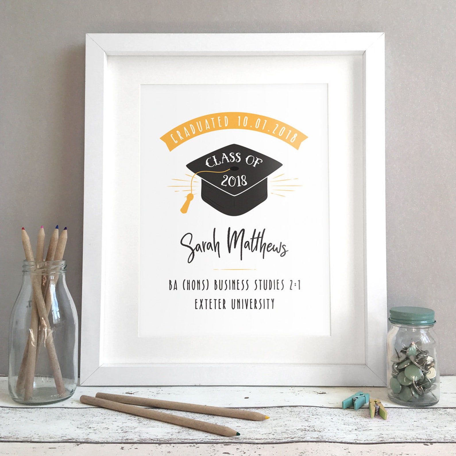 Graduation Cap Personalised Gift Print Gift for New Graduate - Etsy