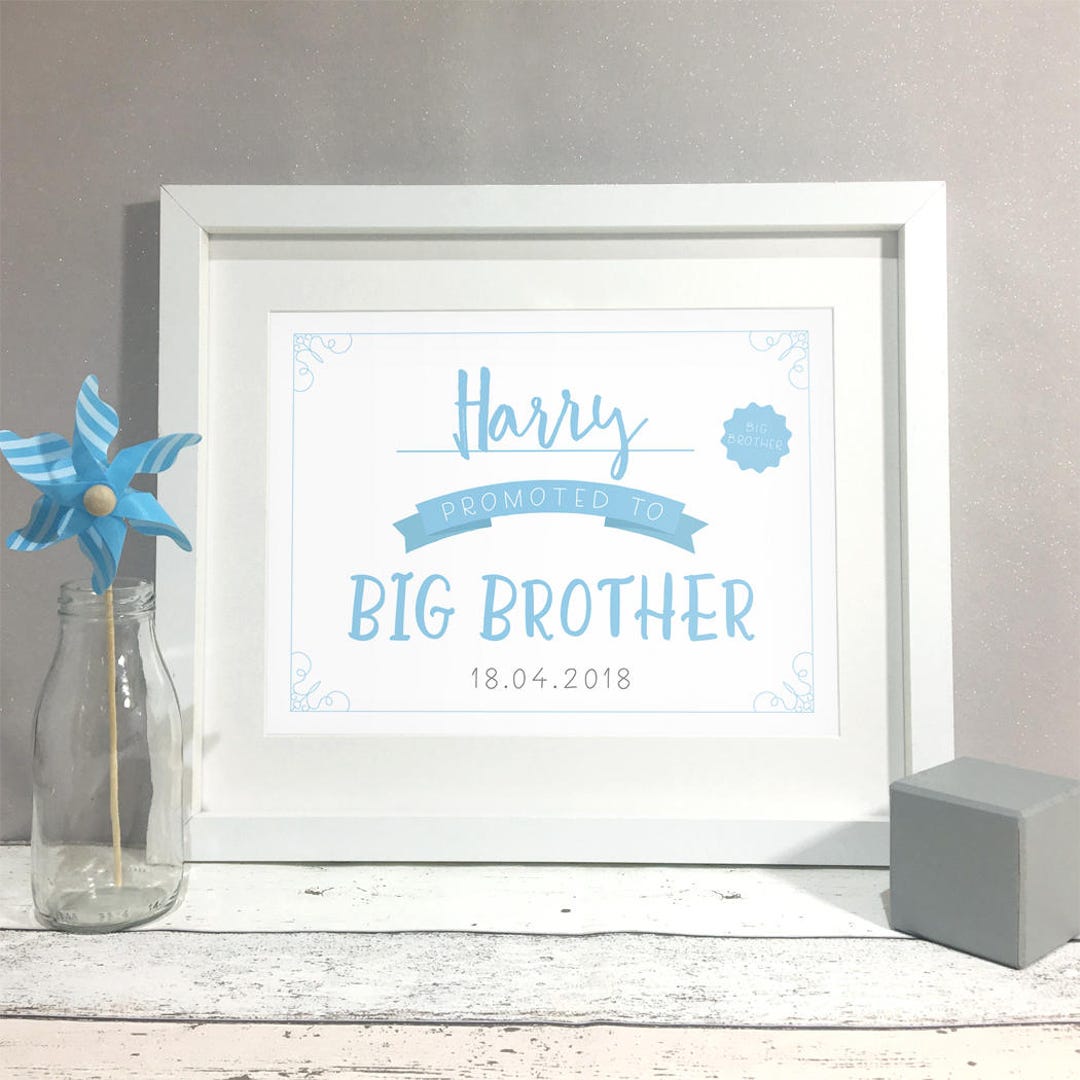 Promoted to Big Brother Print, New Sibling Gift, Brother Sign ...