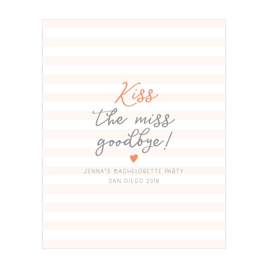 Kiss The Miss Hen Bachelorette Party Guest Book Alternative | Etsy