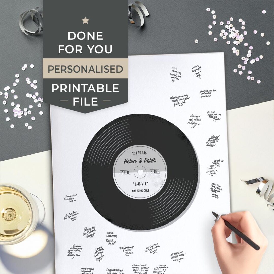 PRINTABLE Record Anniversary Guest Book Print, Unique Poster Gift ...