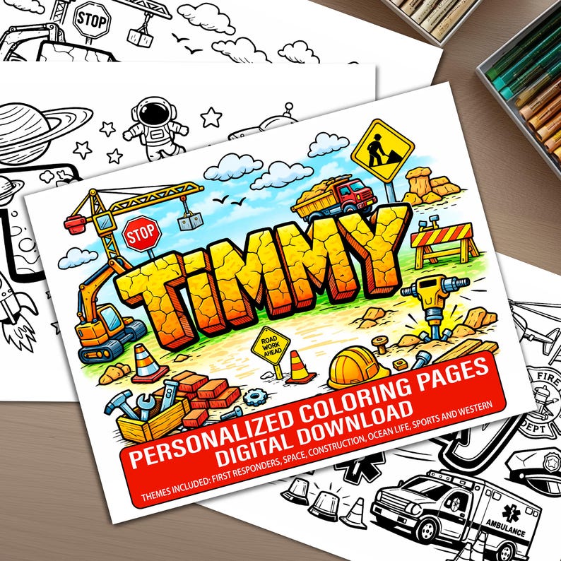 Personalized Coloring Pages for Kids, Adventure Themes (PDF Pattern) - Etsy