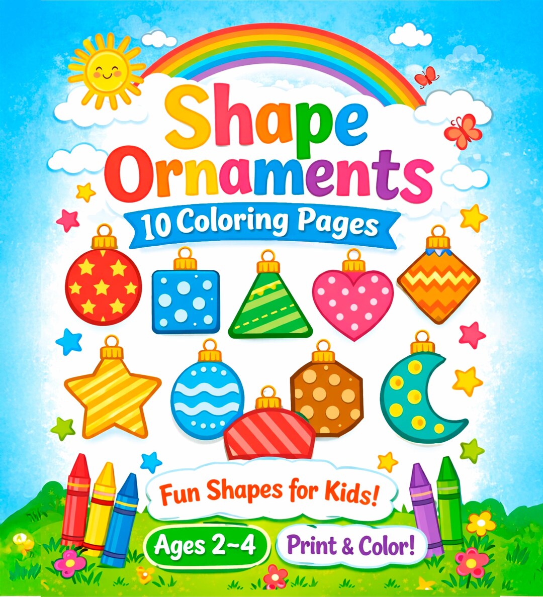 Toddler Shapes Coloring Pages, Shape Ornaments Printable, Coloring ...