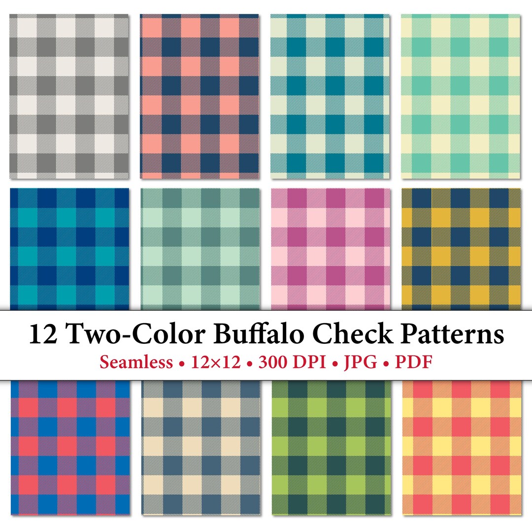 12 Two-color Buffalo Check Digital Paper – Seamless Classic Plaid ...