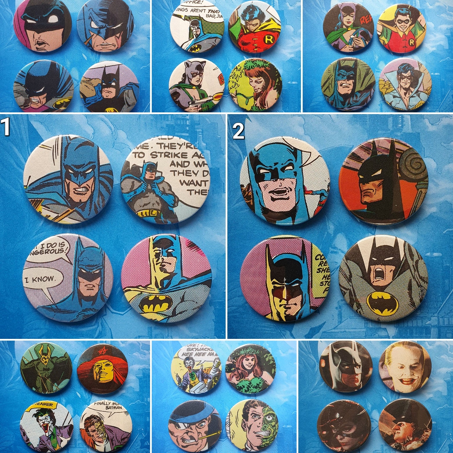 Batman/villains Comic Book Badge Packs - Etsy