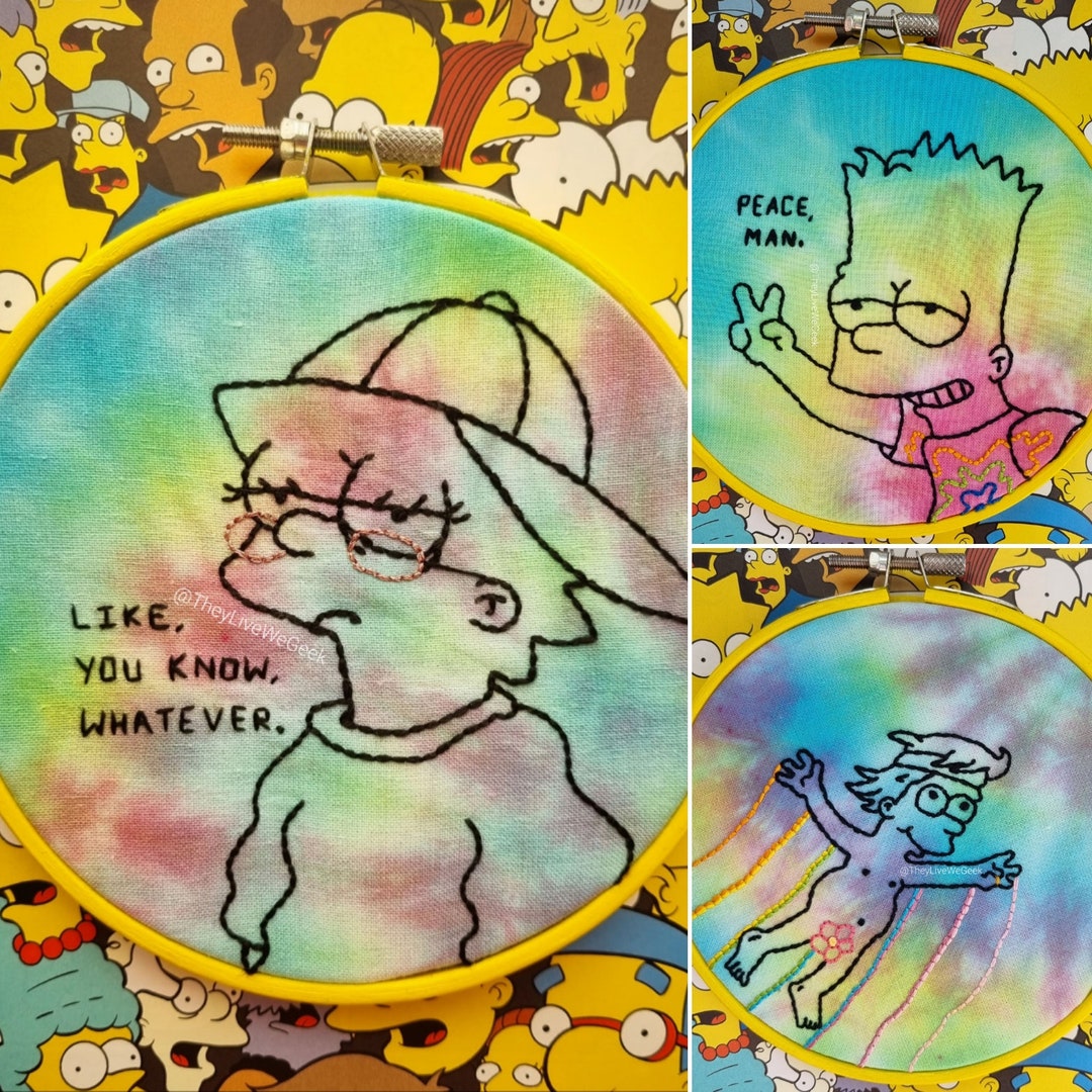 Hippy Simpsons Embroidery Hoops - Etsy