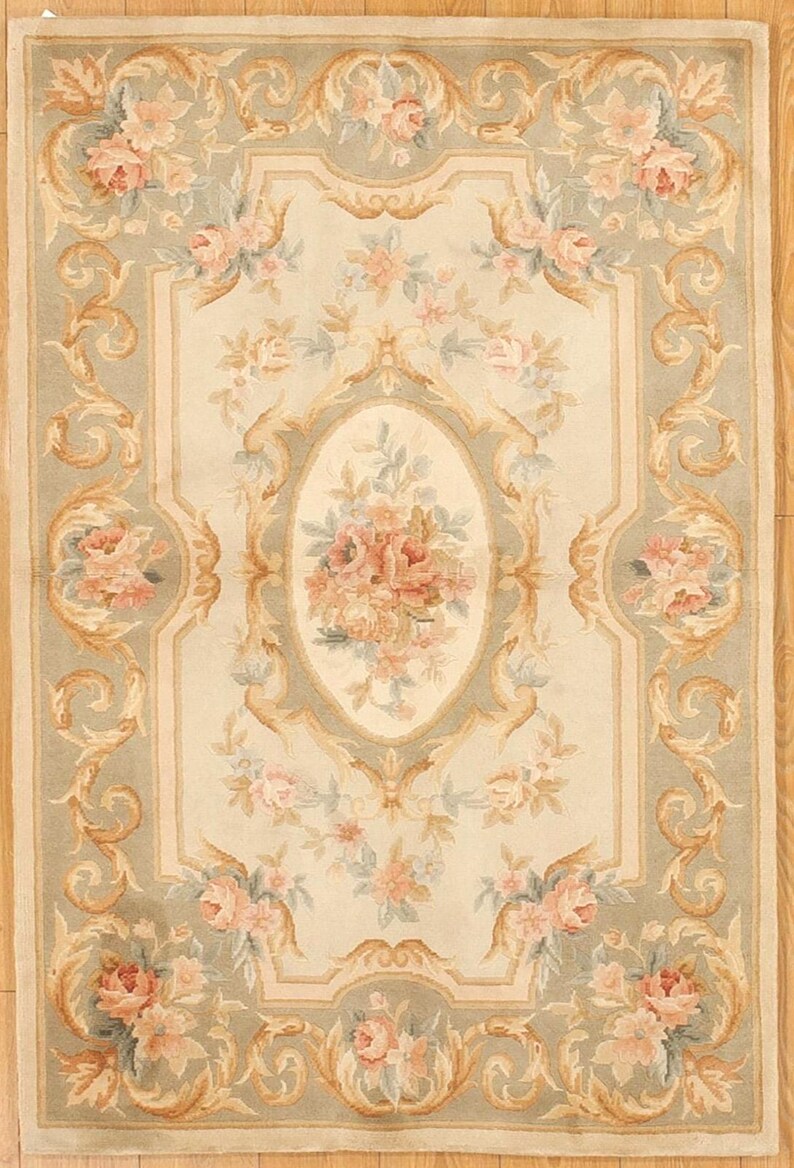 4 X 6 Woolen Savonnerie Carpet, New Hand Knotted, Meter Size 122 X 183 ...