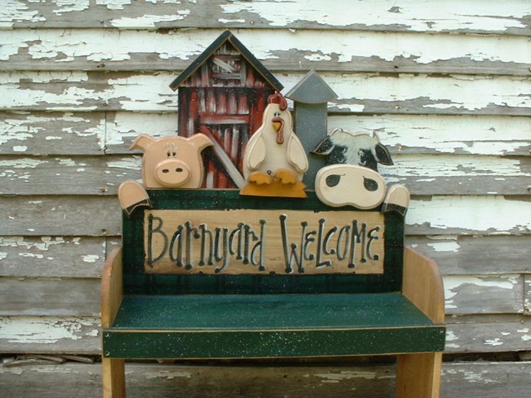 Mail Out PATTERN Barnyard Welcome Bench Wood Craft DIY Pattern - Etsy