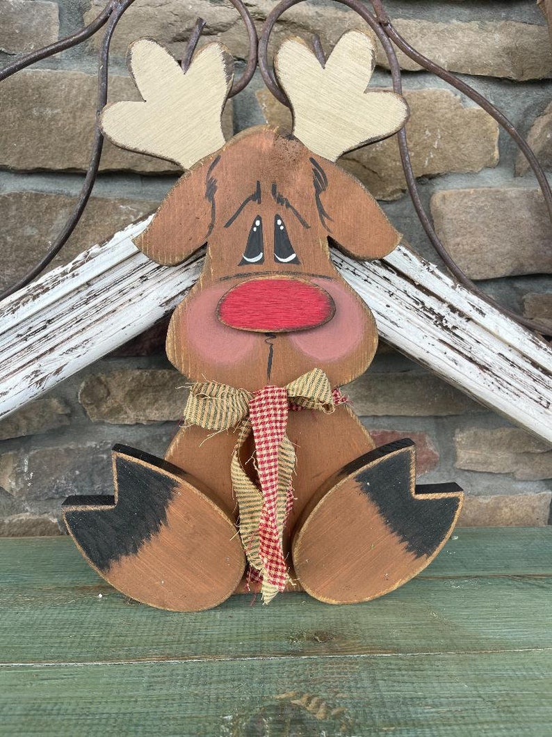 E- PATTERN Critter Sitter Rudy Reindeer Small Sitting Reindeer Wood ...