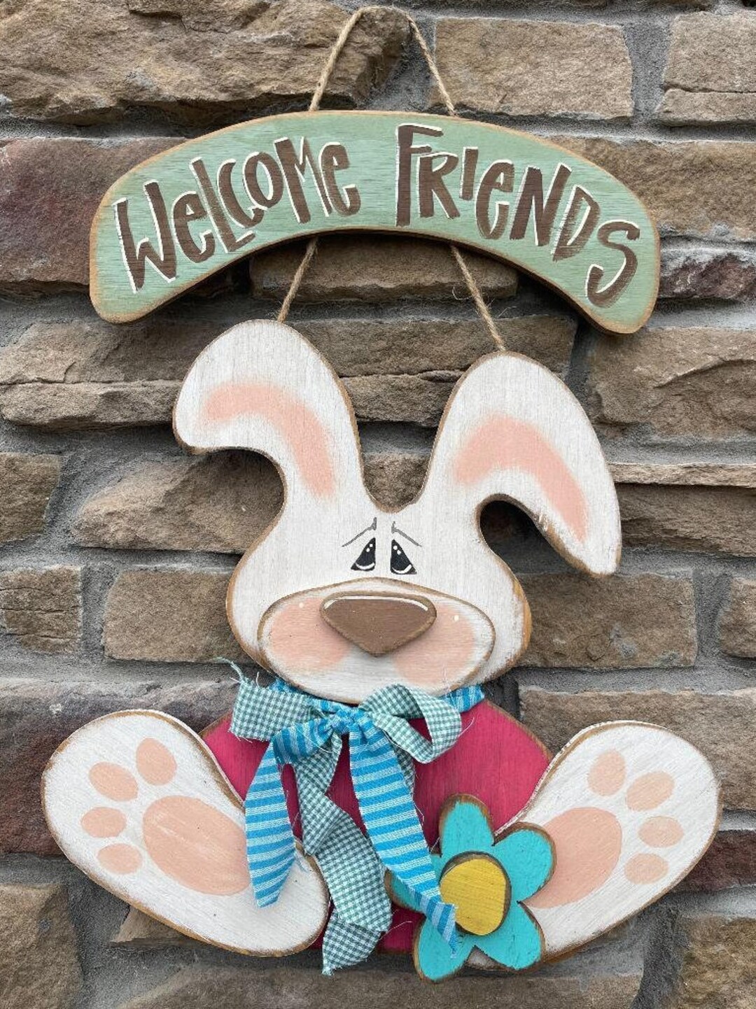 Mail-out-pattern Welcome Friends Bunny Door Hanger Wood Craft DIY ...
