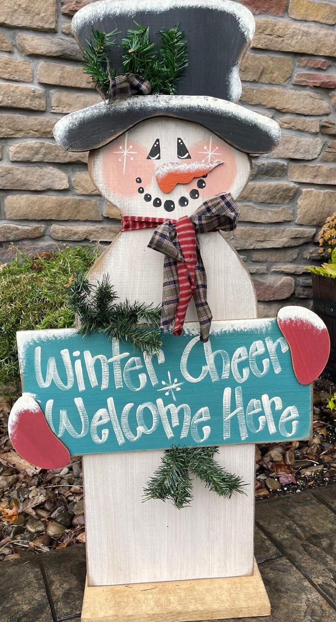 Mail-out-pattern Winter Cheer Welcome Here Porch Stander Snowman DIY ...