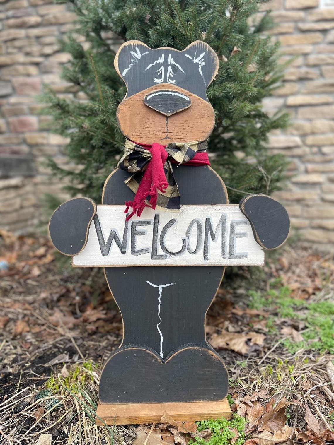 WELCOME Large Bear Stander, Large Black Bear Stander, Black Bear Decor ...