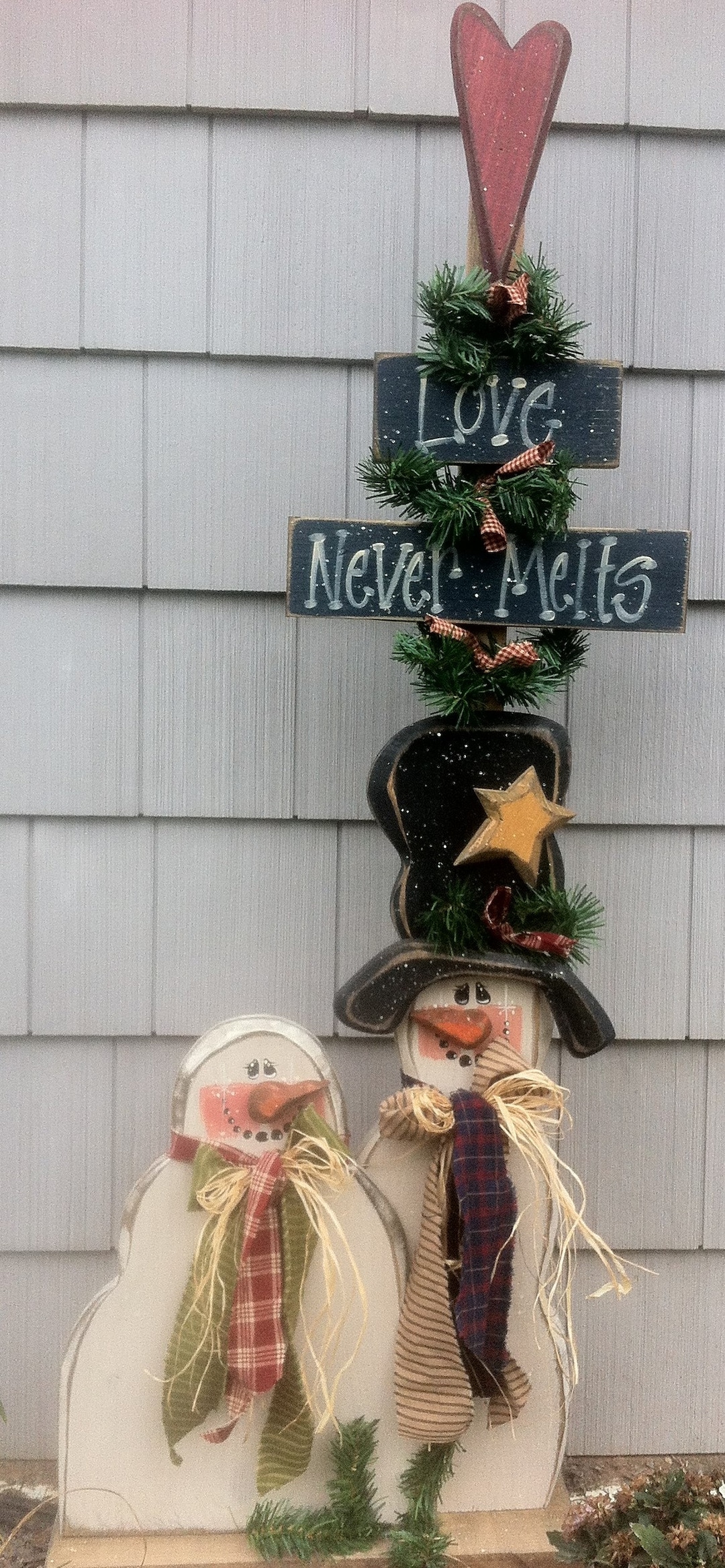 E-PATTERN Love Never Melts" Standing Snowman Couple Wood Craft DIY ...
