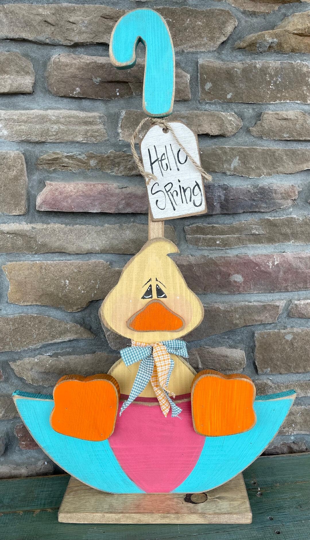 E-PATTERN "hello Spring" Ducky in an Umbrella" Porch Sitter Wood Craft ...