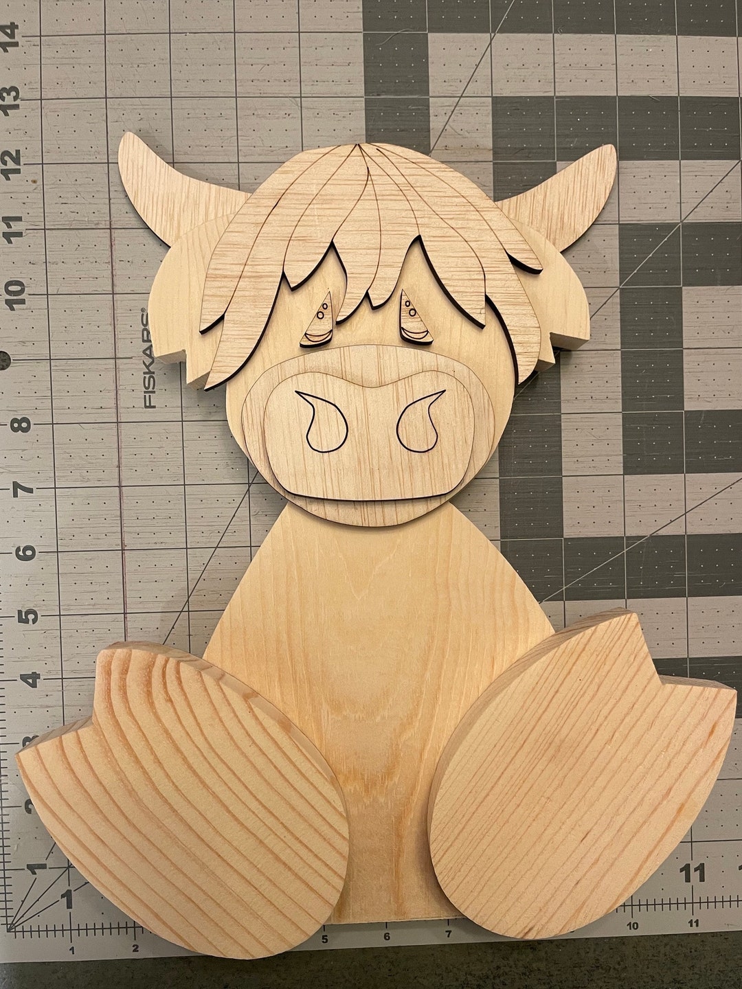 DIY Small Highland Cow Shelf Sitter/ Hanger - Unfinished Wood Craft Kit ...