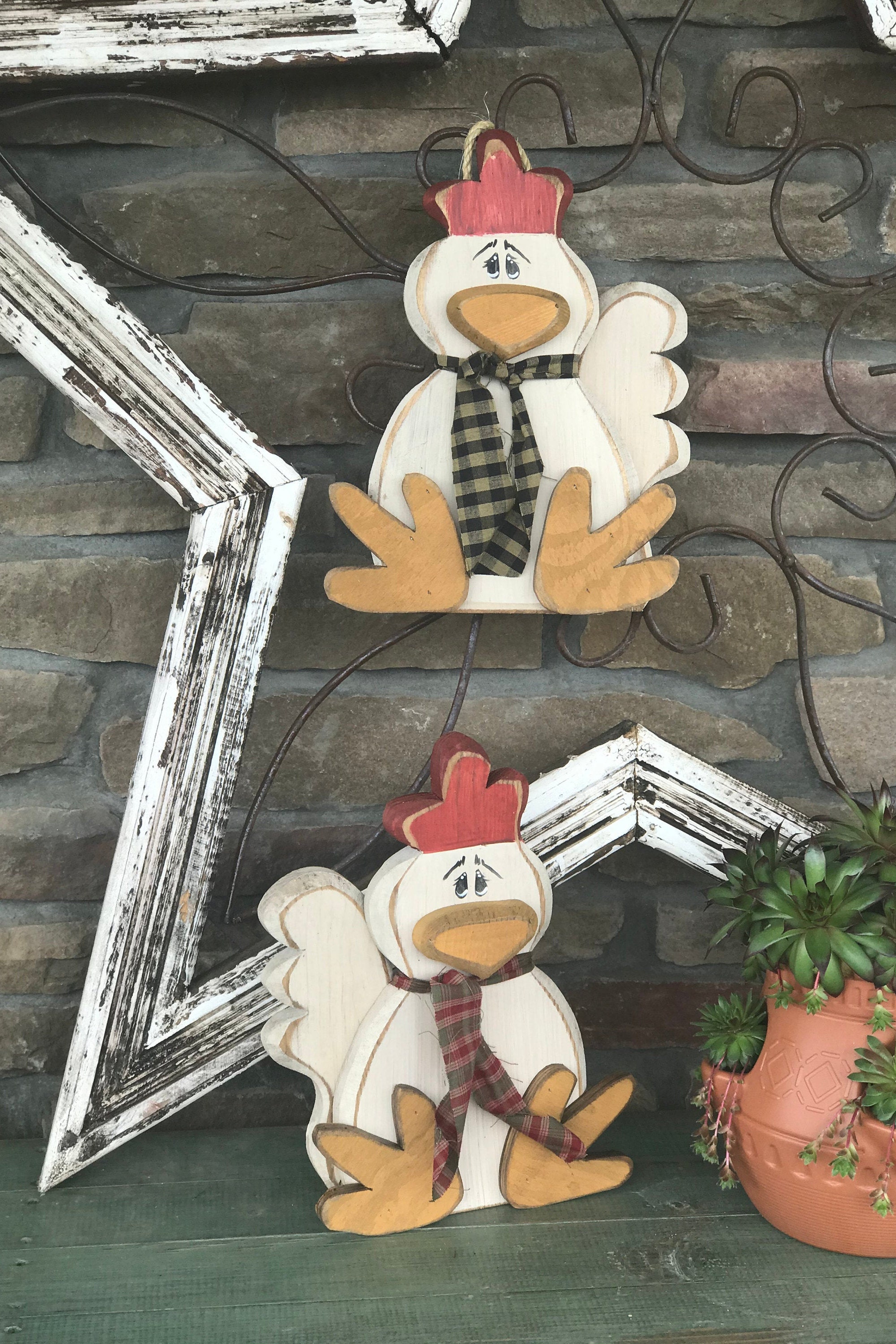 E-PATTERN Critter Sitter Collection Small Chicken Sitter/hanger Wood ...