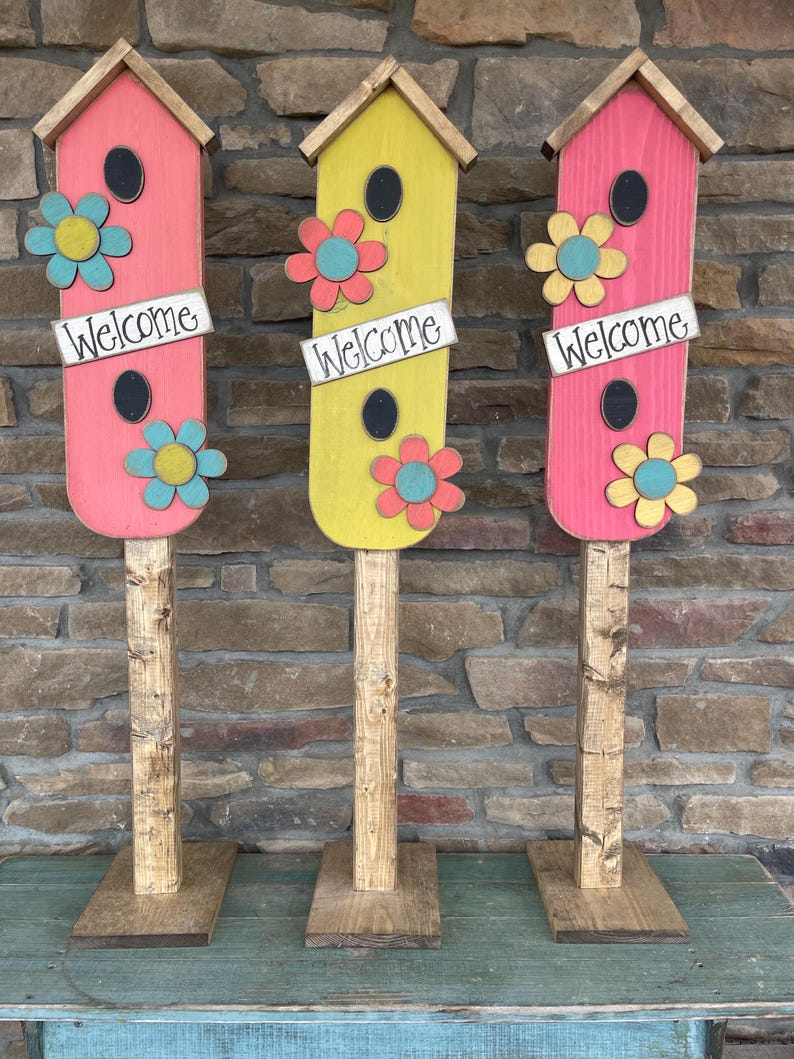 E- PATTERN Springtime Birdhouse on a Post Wood Craft DIY Pattern Pdf ...