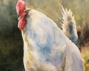 Blue Chicken Art Print Abstract Watercolor Painting Wall Decor - Etsy