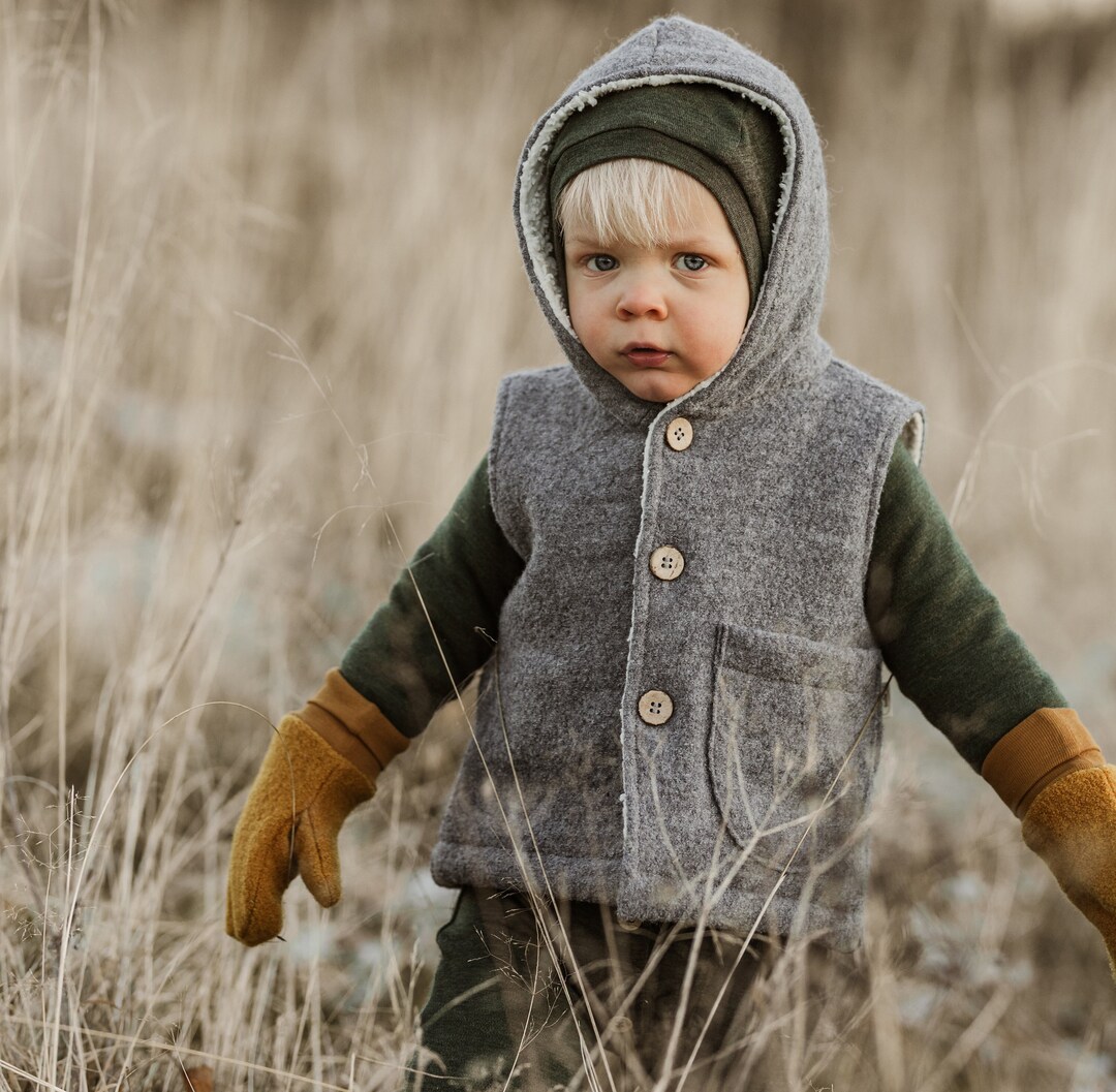 Woolen Vest With Hood Lars, Baby, Kids, Toddler - Etsy