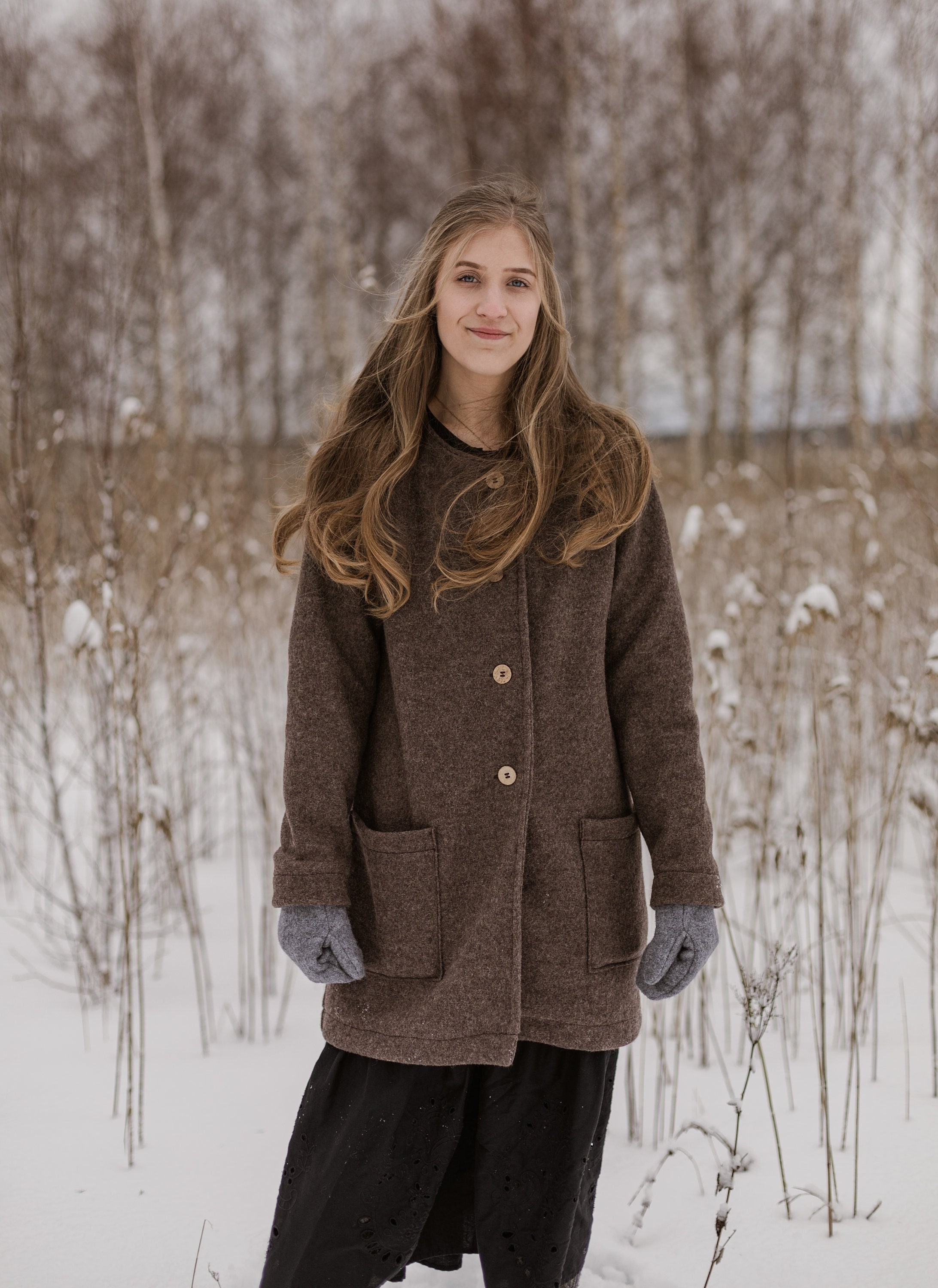 Farm Female With A Natural Wool Coat