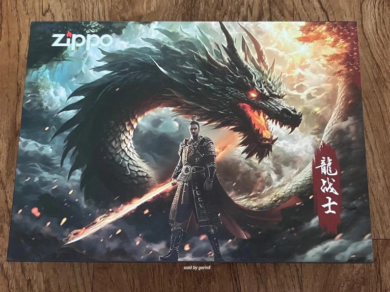 Zippo Collectable Samurai Dragon Limited Edition Table Lighter Set ...