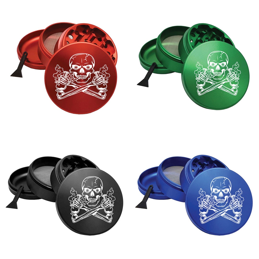 Skull Design Aluminum Herb Grinder - 2.2 Inch 4 Piece Metal Grinder ...