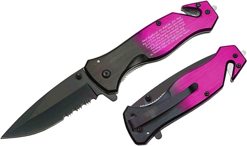 Boondocks Saints Prayer Tactical Folding Knife: Black Stainless Steel ...