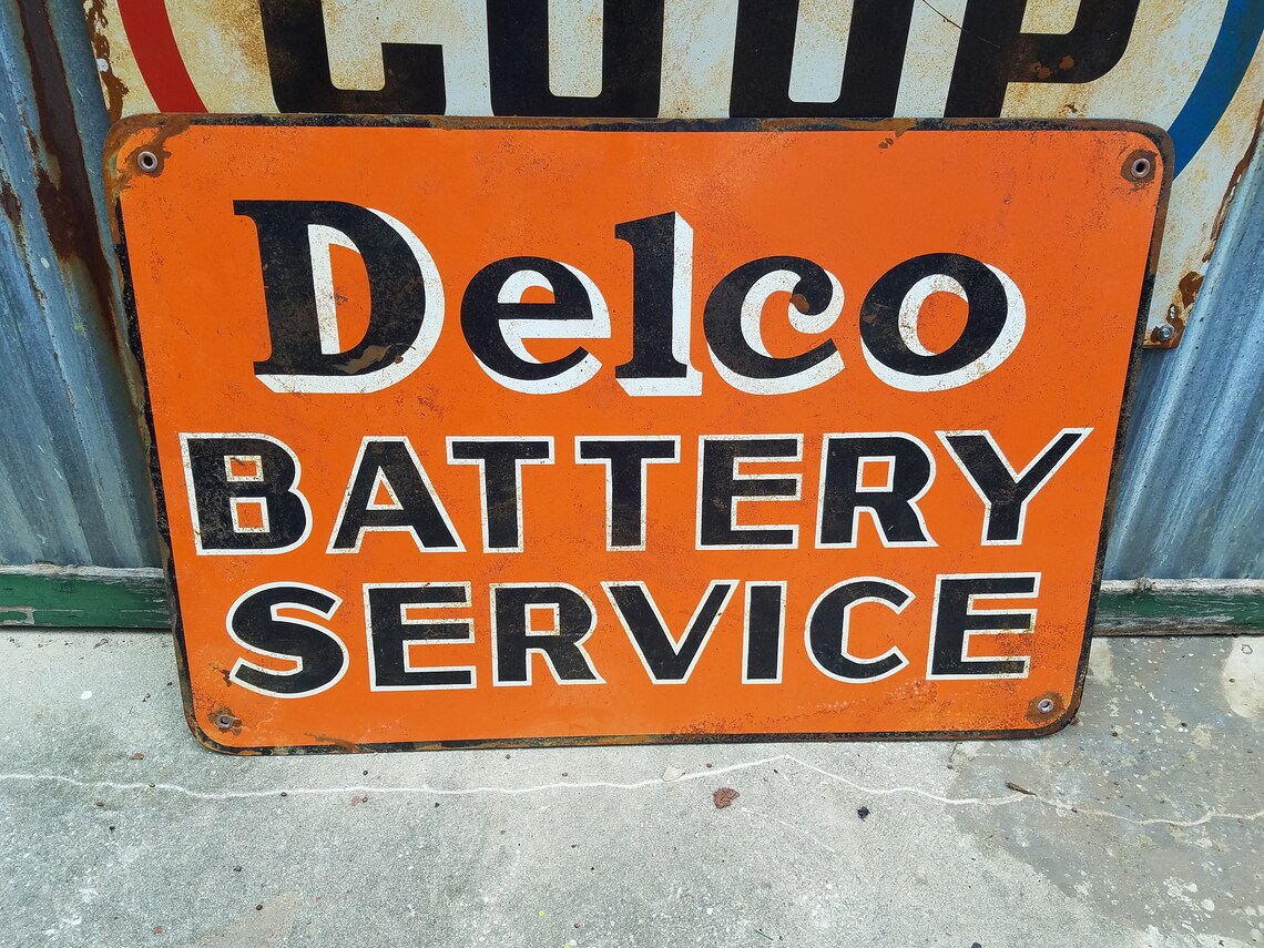 Delco Battery Service Sign - Etsy