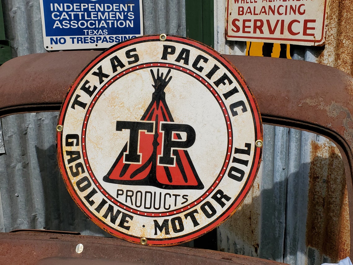 Texas Pacific Gasoline & Motor Oil Sign - Etsy