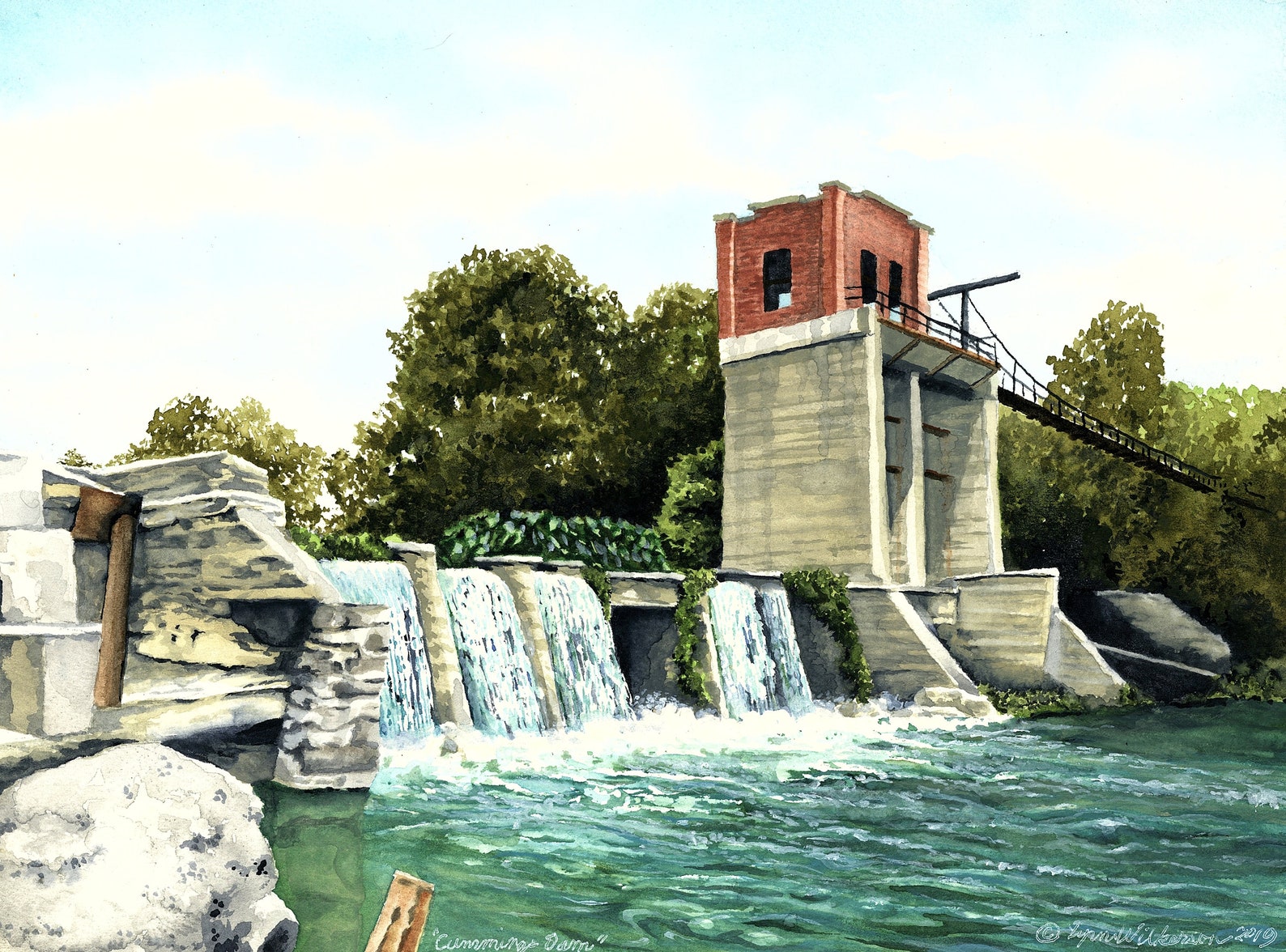 Cummings Dam Watercolor Print of Lynn Wilkerson - Etsy