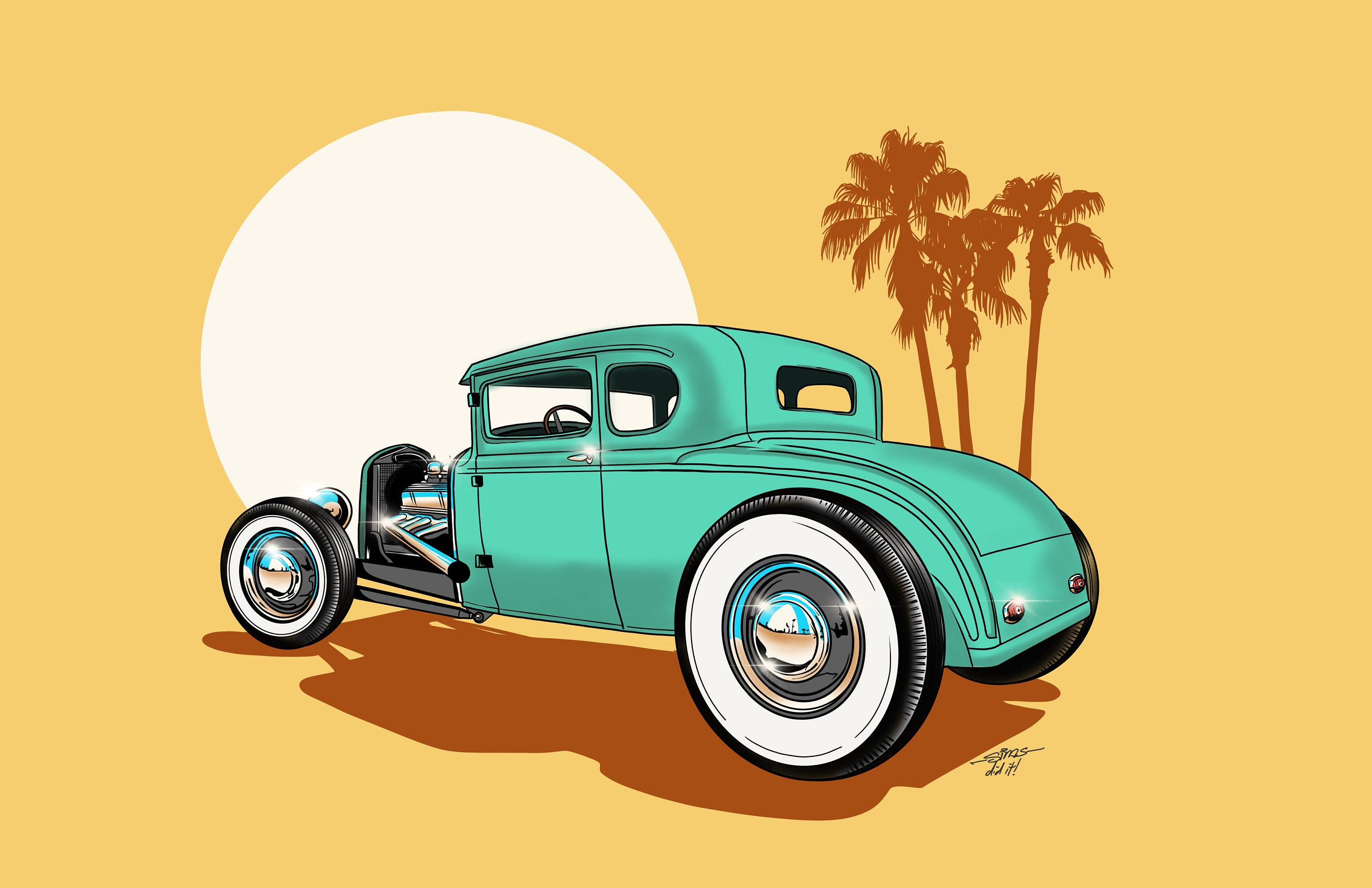 California Hot Rod Car Wall Art - Etsy
