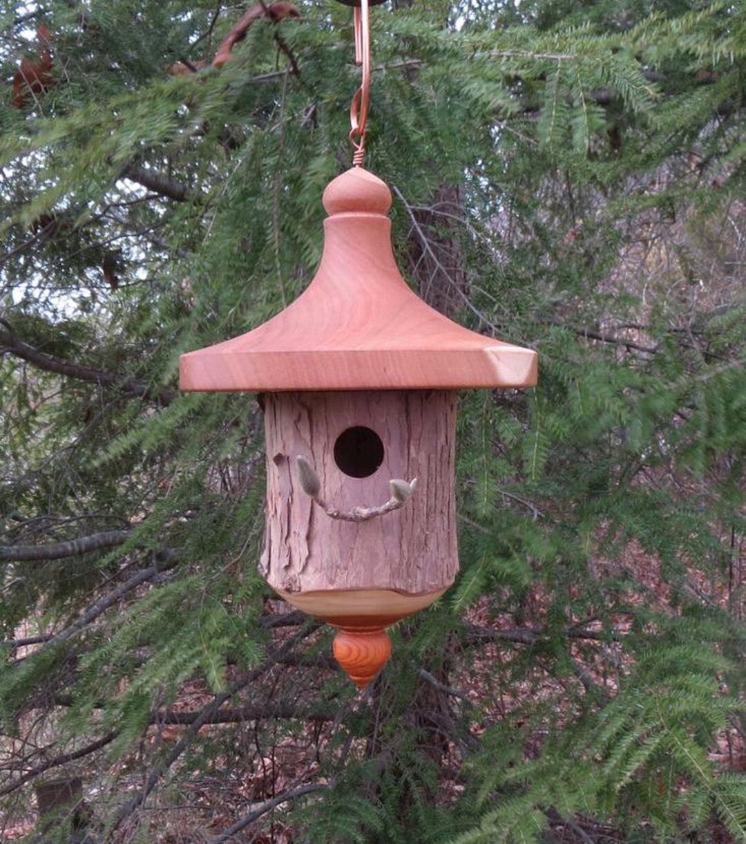 Birdhouse, Rustic Outdoor Cherry and Yew Bark Birdhouse, Upcycled ...