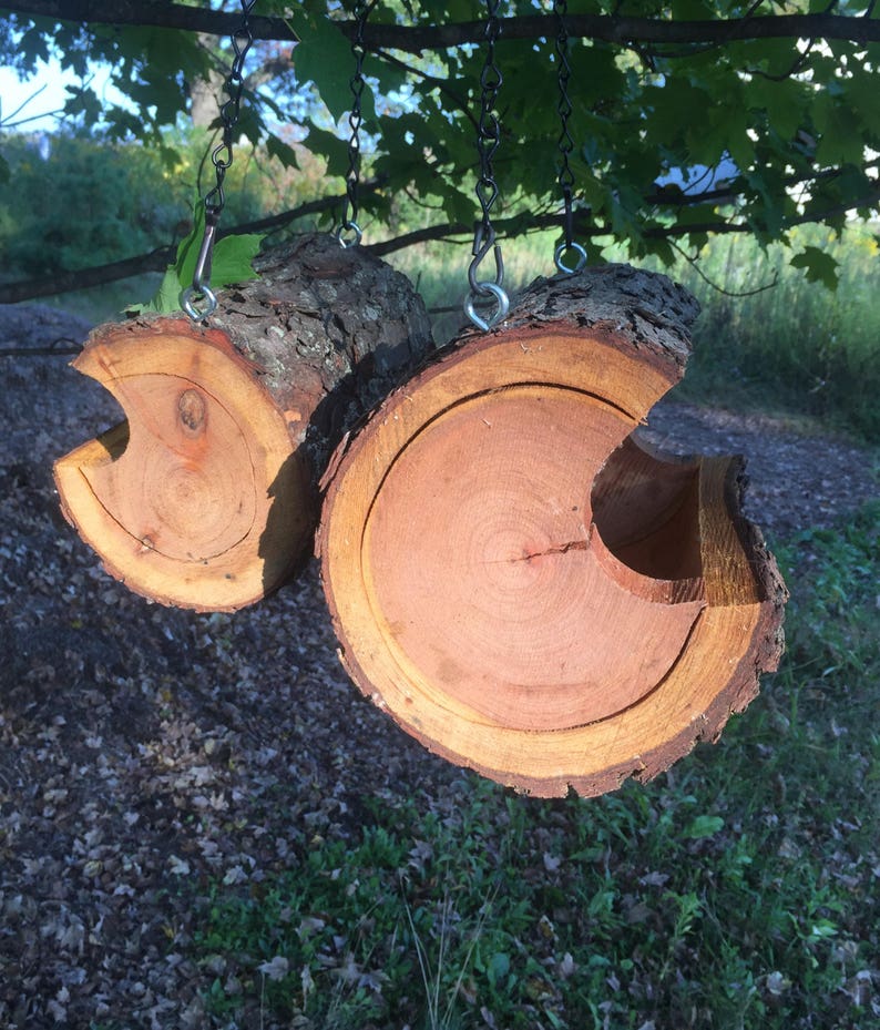 Birdfeeder Largest Sized Rustic Log Hanging Bird Feeder the | Etsy
