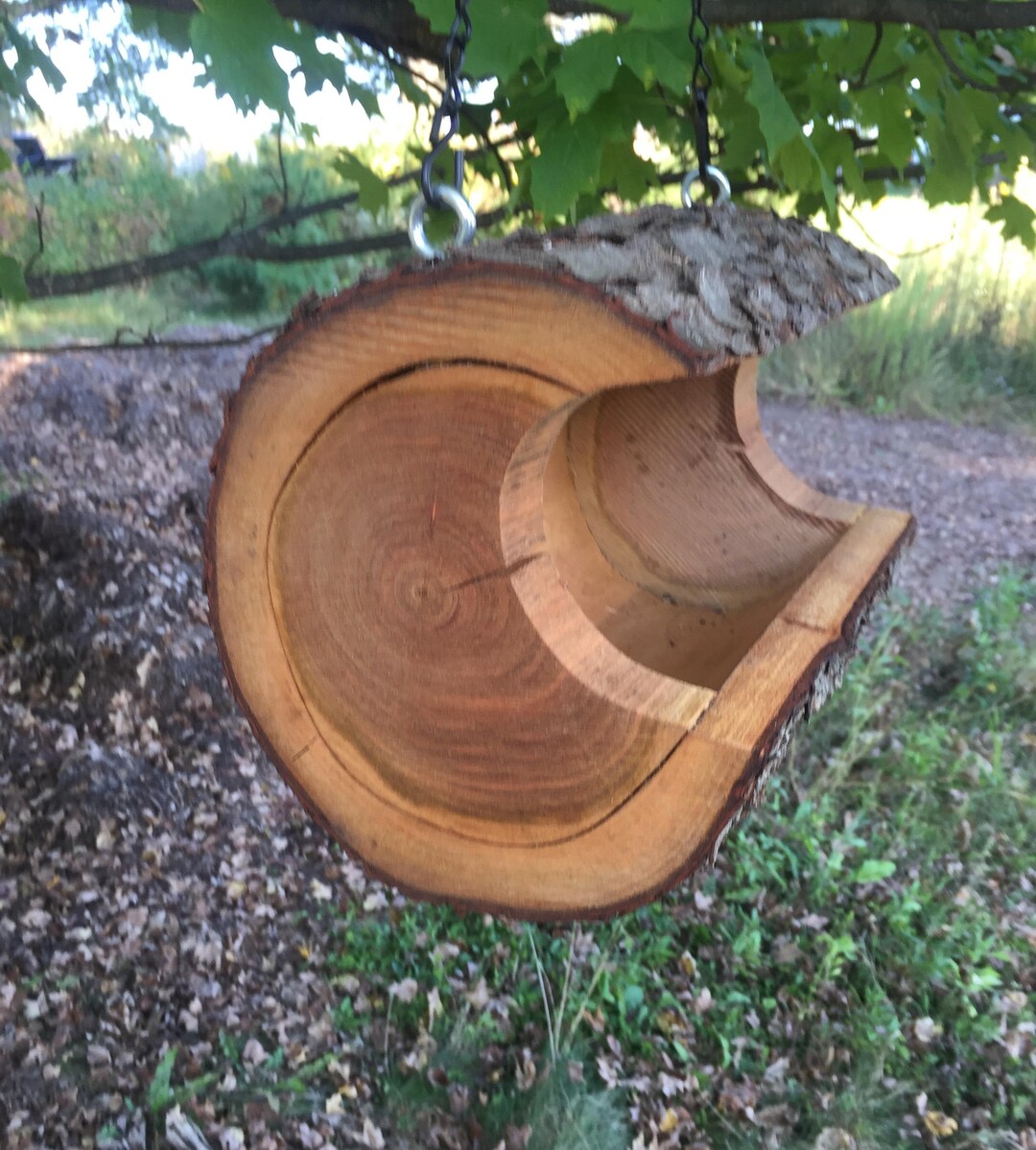 Birdfeeder, Largest Sized Rustic Log Hanging Bird Feeder, the Original ...