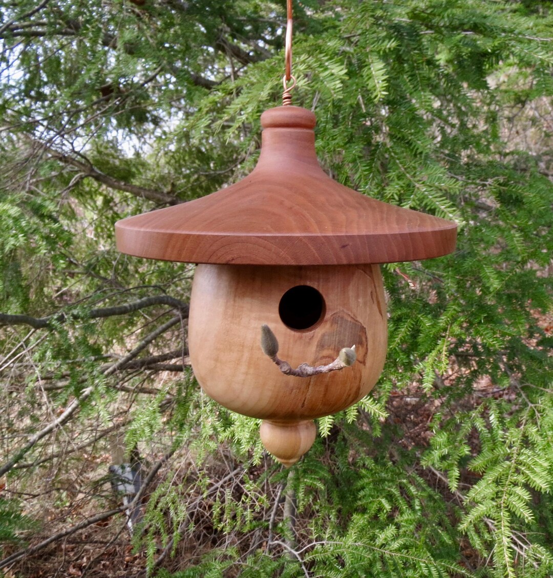 Birdhouse, Usable Black Cherry and Ambrosia Maple Zen Birdhouse - Etsy