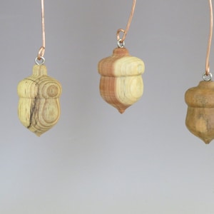 Acorn Ornaments, Set of Three Acorn Ornaments, Turned Wood Ornaments ...