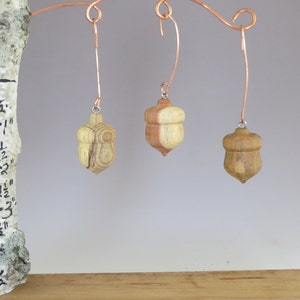 Acorn Ornaments, Set of Three Acorn Ornaments, Turned Wood Ornaments ...