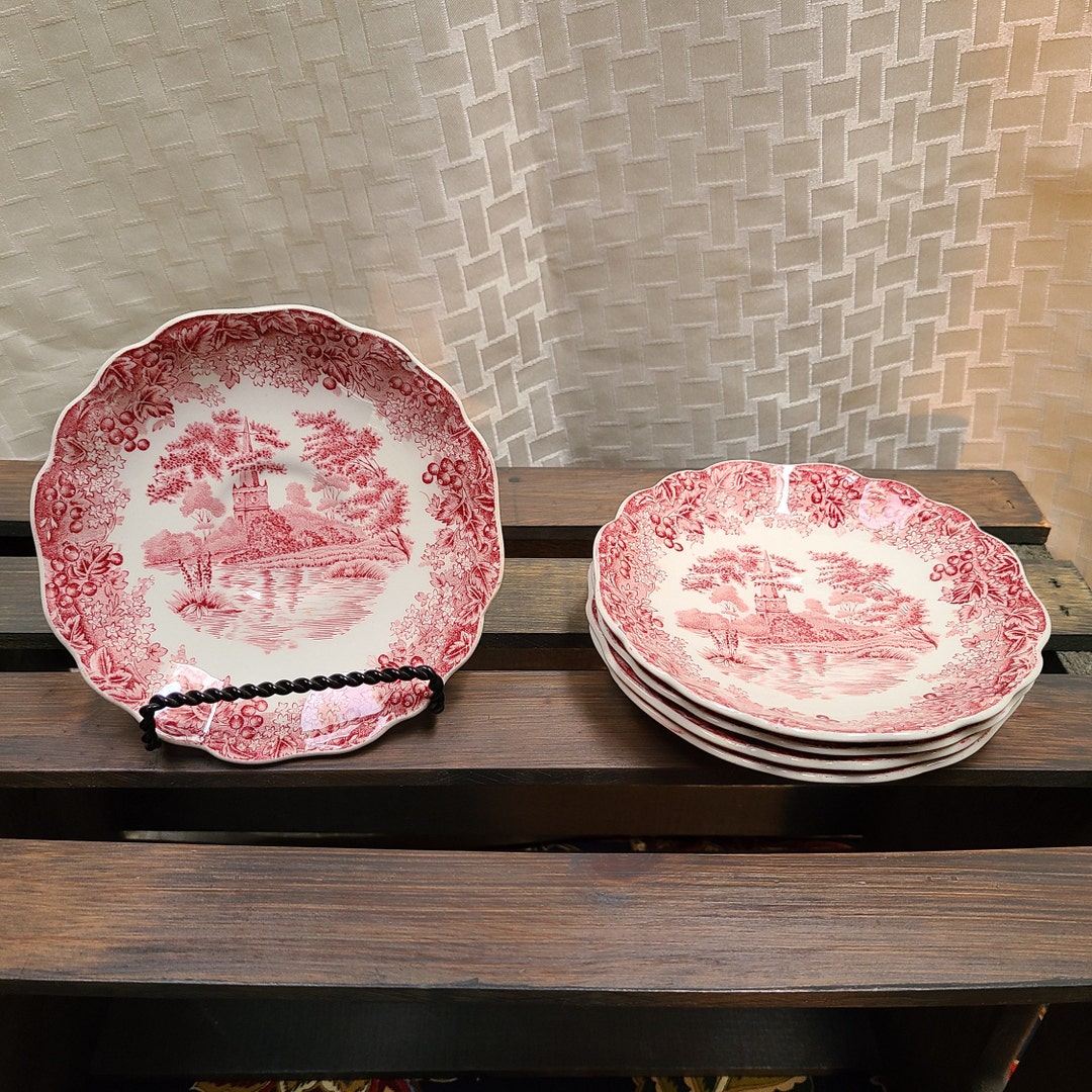 Vintage J & G Meakin Romantic England Red Penshurst Palace Round ...