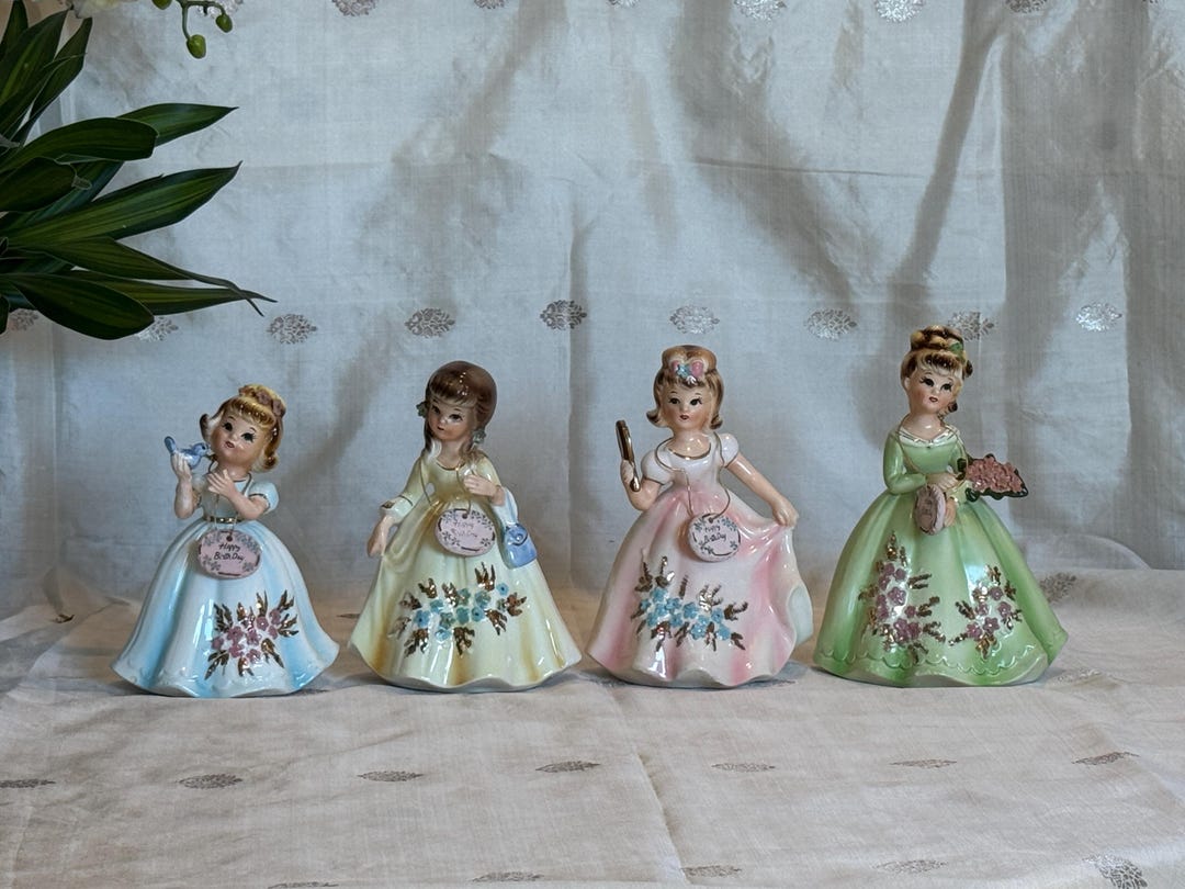 Vintage Marika's Original Lefton 4662 Birthday Girls Figurines (blue ...