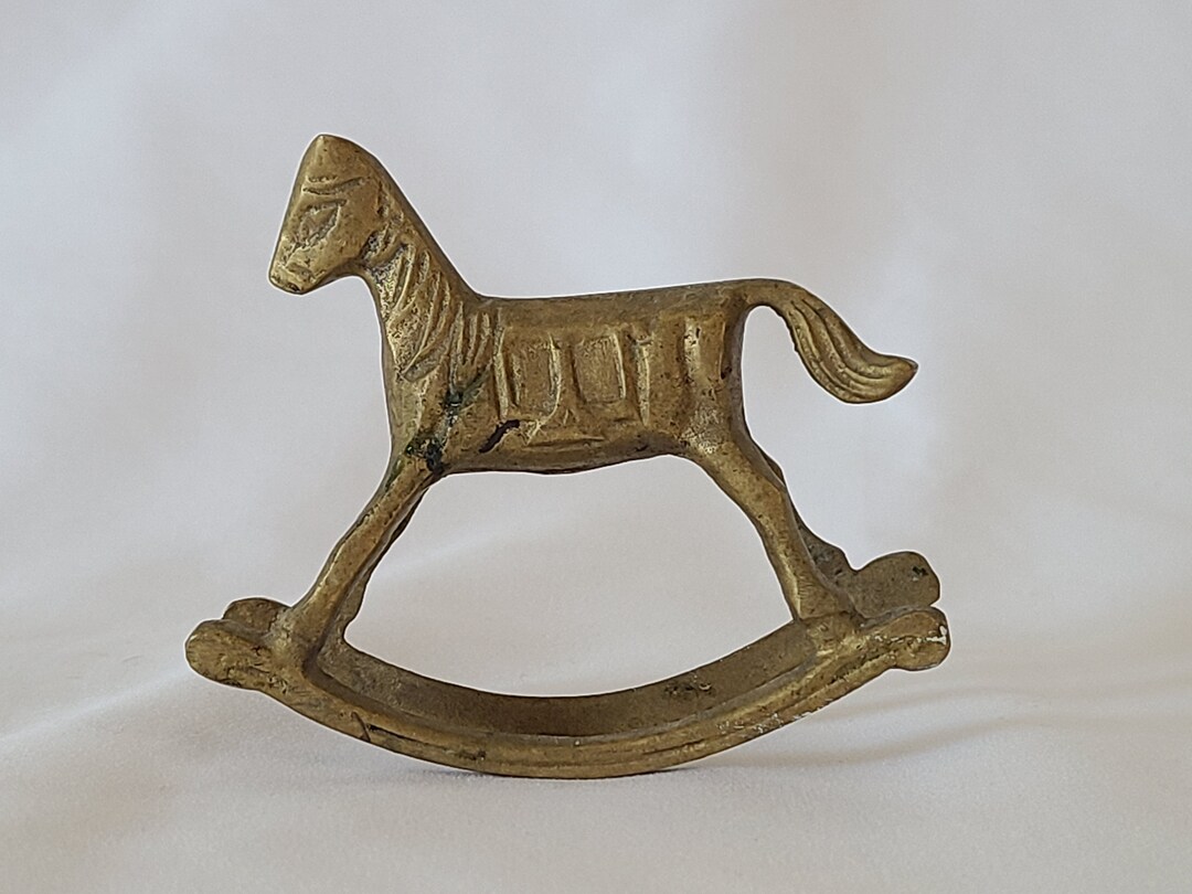 Vintage Solid Brass Rocking Horse | Brass Horse Statue | Vintage Brass ...