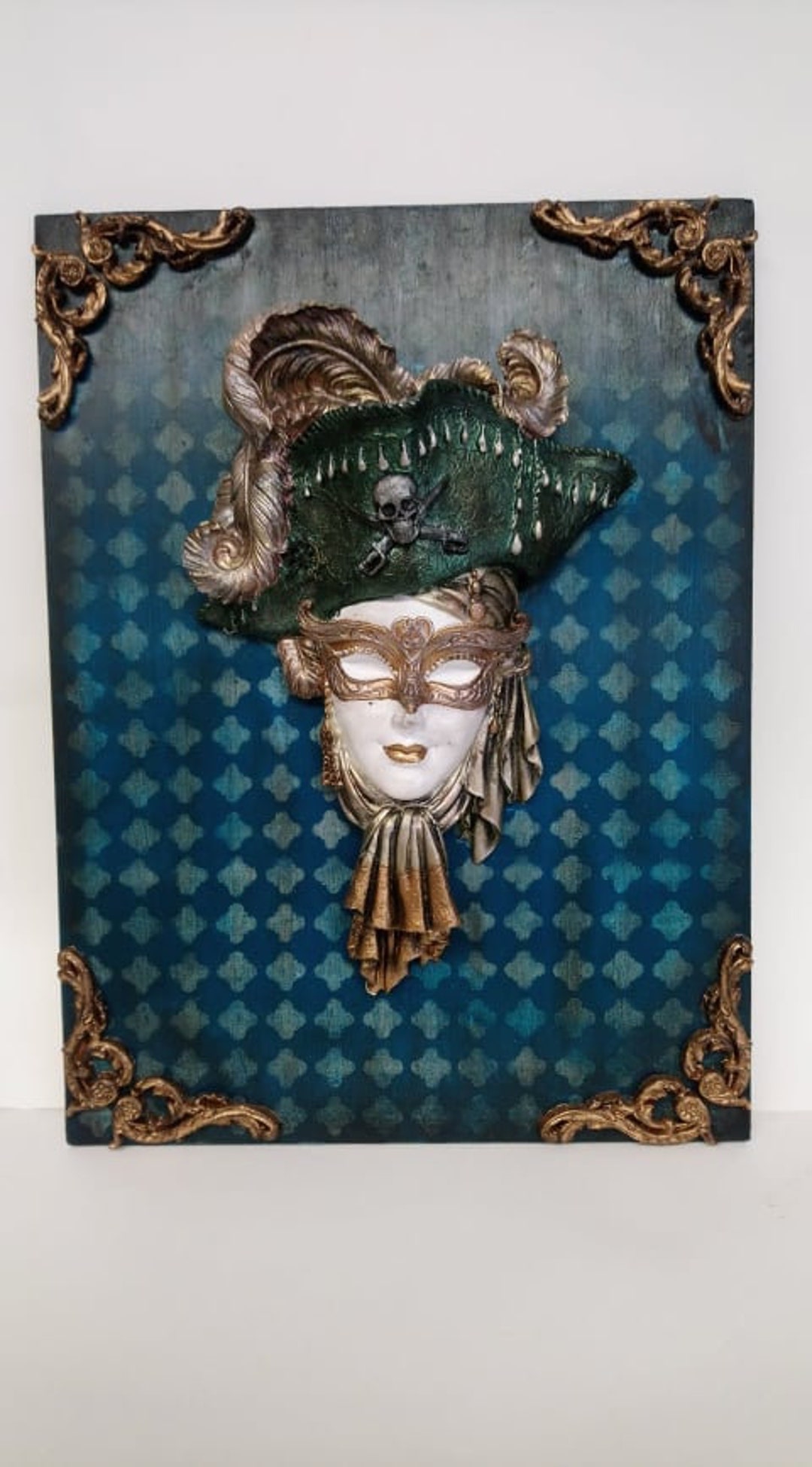 Clay Mask, Clay Mask on Wood Panel, Wall Decor. Clay Venetian Mask - Etsy
