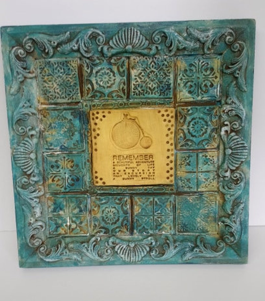 Clay Tile Wall Hanging Clay Tiles Wooden Panel - Etsy