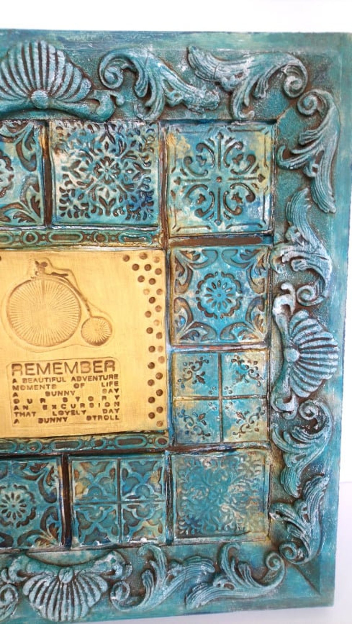 Clay Tile Wall Hanging Clay Tiles Wooden Panel - Etsy