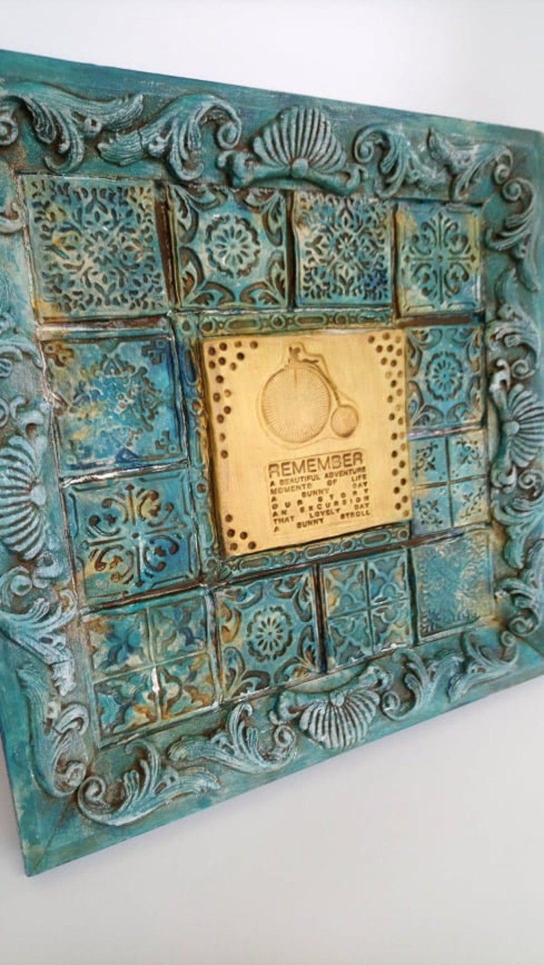 Clay Tile Wall Hanging Clay Tiles Wooden Panel - Etsy