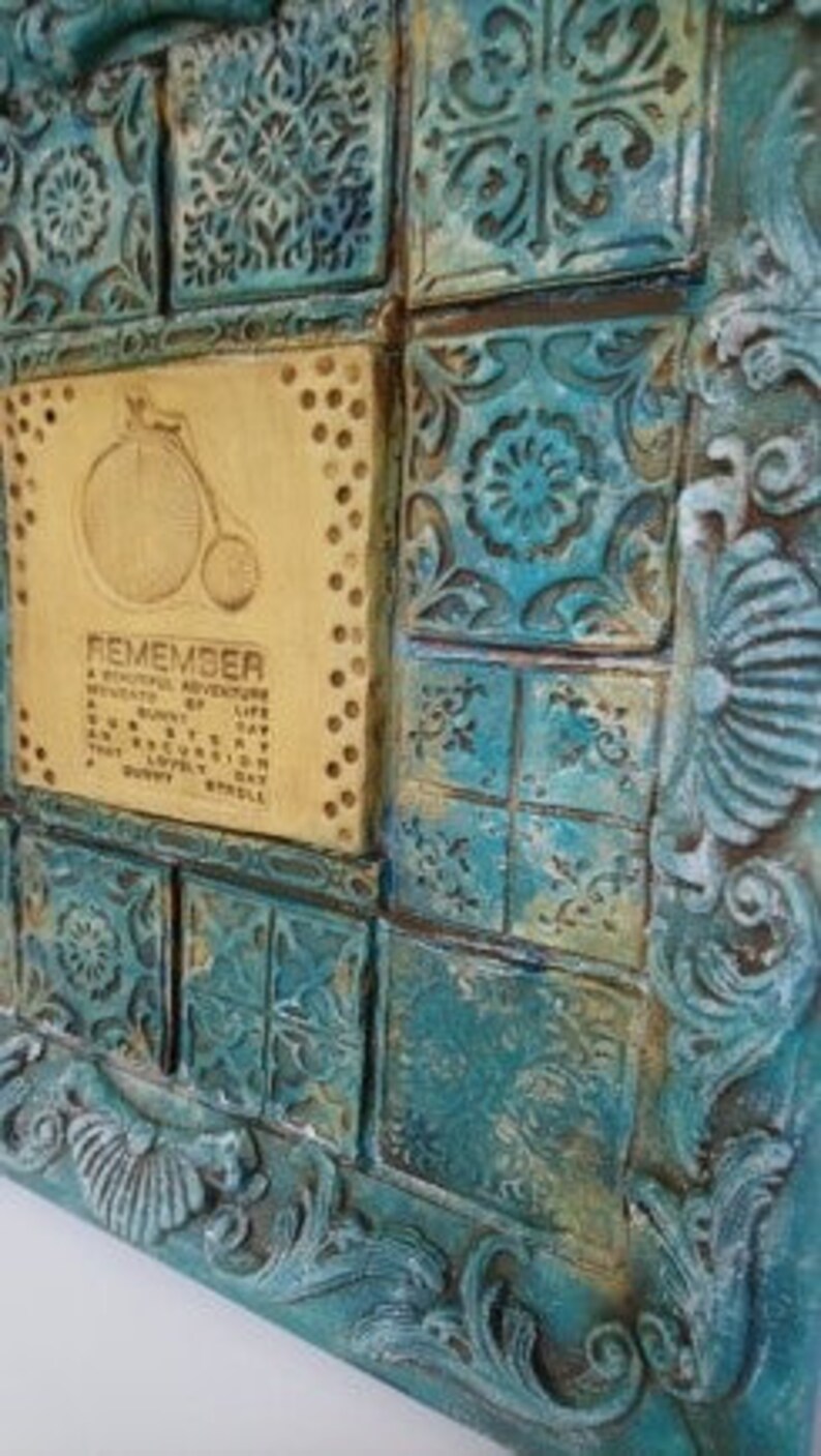 Clay Tile Wall Hanging Clay Tiles Wooden Panel - Etsy