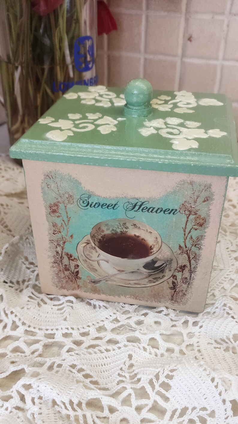 Wooden Tea House and Cookies Box Set - Handmade Decoupage Tea and ...
